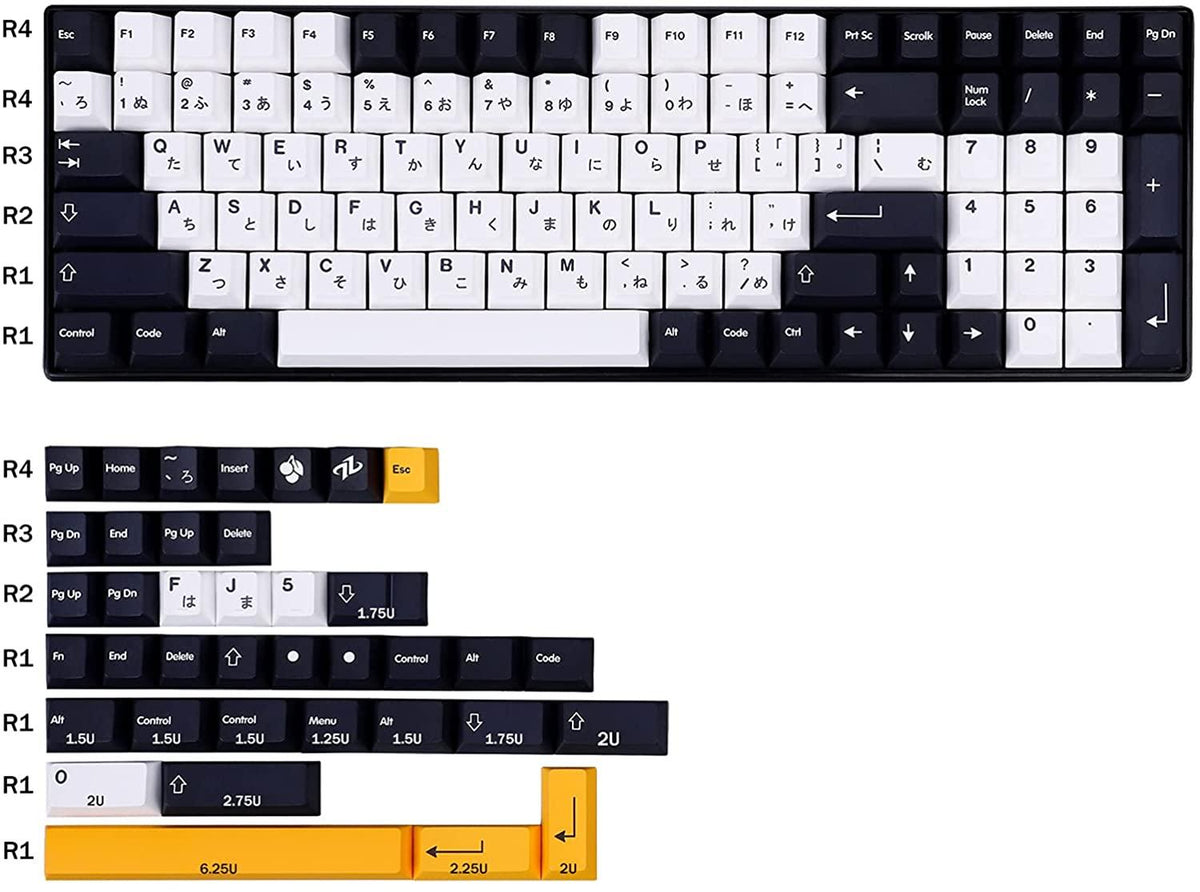 Bento Inspired Black & White Keycap Set